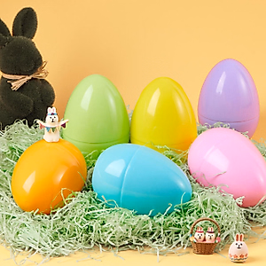 JOYIN 12 Pcs Large Pastel Easter Eggs, 6 Inches Jumbo Plastic Eggs Fillable for Easter Themed Hunt Colorful Basket Stuffers Fillers Filling Treats Party Favor Classroom Prize Supplies