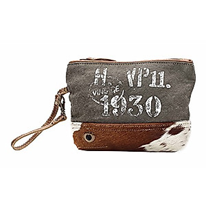 Myra Bag Vintage 1930 Upcycled Canvas Wristlet Bag S-1144