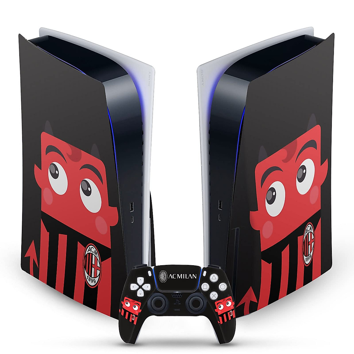 Head Case Designs Officially Licensed AC Milan Mascotte Art Vinyl Faceplate Sticker Gaming Skin Decal Cover Compatible with Sony PlayStation 5 PS5 Disc Edition Console & DualSense Controller