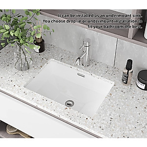 AMASHEN 20.5" x 14.4" Self-rimming Bathroom Sink Undermount or Drop-in Ceramic Vanity Basin with Overflow