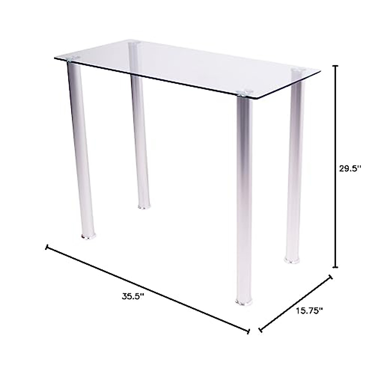 RTA Home and Office White Tempered Glass Utility Desk or Utility Stand