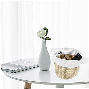 1pc Round Storage Box Woven Storage Baskets Round Woven Basket Round Laundry Basket Cotton Braid Basket Laundry Clothes Hamper Woven Storage Bins Organizing Basket Fold