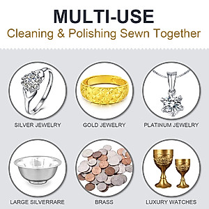 2 PCS Jewelry Cleaning and Polishing Cloth, 100% Pure Cotton Silver Polishing Cloth for Sterling Silver & Gold & Platinum Jewelry and Large Silverware, Reusable Soft Jewelry Cleaning Cloth