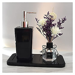Soap Pump Dispenser Nordic Light Luxury Acrylic Soap Dispenser Pump Bottle Shampoo Bottle 350ML Soap Dispenser Tray Bathroom Decoration Supplies Bottles Dispenser (Color : Black)