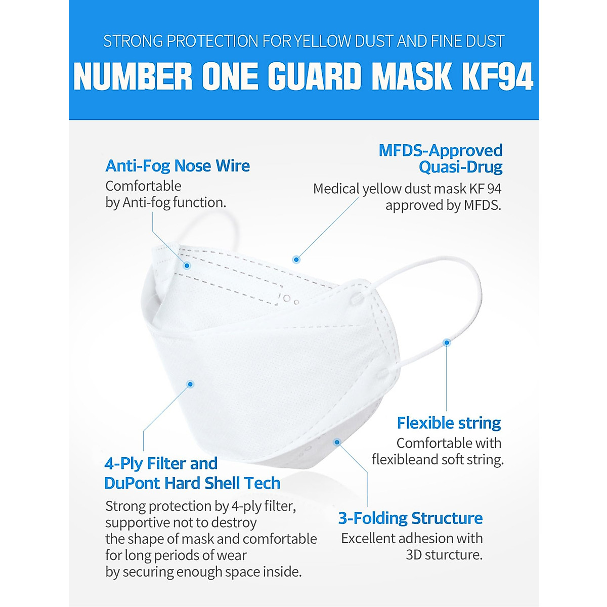 HAPPYDAY A Set of 25 Packages Made in KOREA KF94 White Face Mask for Adult
