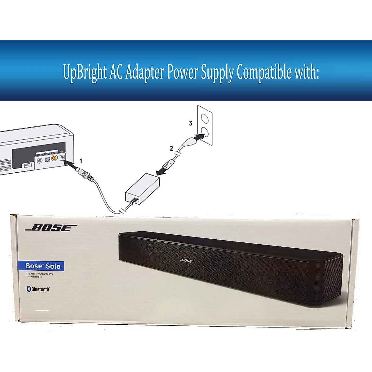 UpBright 20V AC/DC Adapter Compatible with Bose Solo 5 TV Sound bar System Solo5 Soundbar Bluetooth Speaker 418775 732522-1110 7325221110 36037901 DT20V-1.8C-DC DT20V1.8CDC 20VDC 1.8A 30W Power Supply