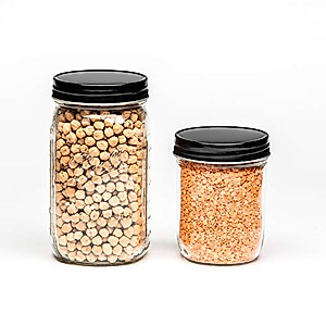 AllSpice Rust-Proof Wide Mouth Aluminum Metal Mason Jar Lids Leak-Proof 12-Pack (Black)