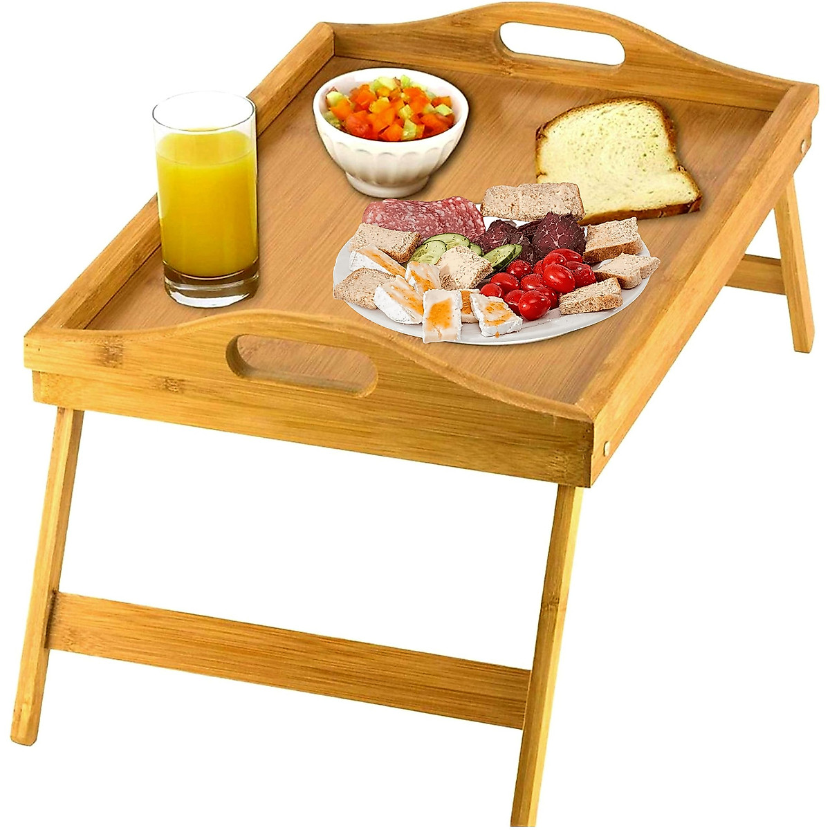 Home-it Bed Tray table with folding legs, and breakfast tray Bamboo bed table and bed tray with legs