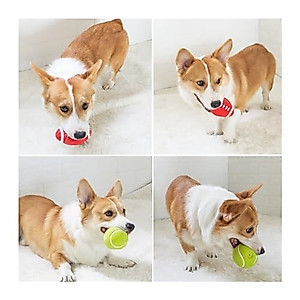 Pet chew Toys Pet Dog Toys Latex Relieve Boredom Vocalization Interactive Teething Tearing Bite Resistant Rugby Ball Tennis Ball Pet Toys (Color : Red Football)
