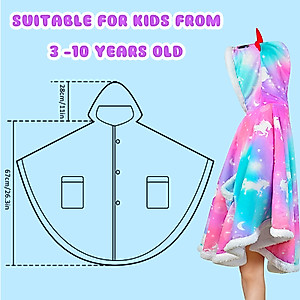 Fiodrimy Kids Wearable Blanket Hoodie Angel Wrap Hoodie Blanket Girls Uniorn Poncho Wrap Throw Cape Shawl 3-10 Years Gifts