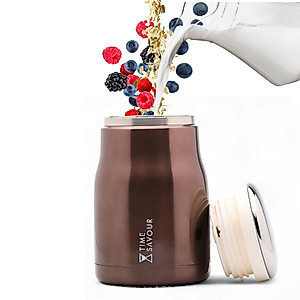 Time Savour 16oz Overnight Oats Containers with Lids for Overnight Oats, Smoothie, Yogurt, Pasta & Soup, Thermos Food Jar for Kids & Adults (Brown)