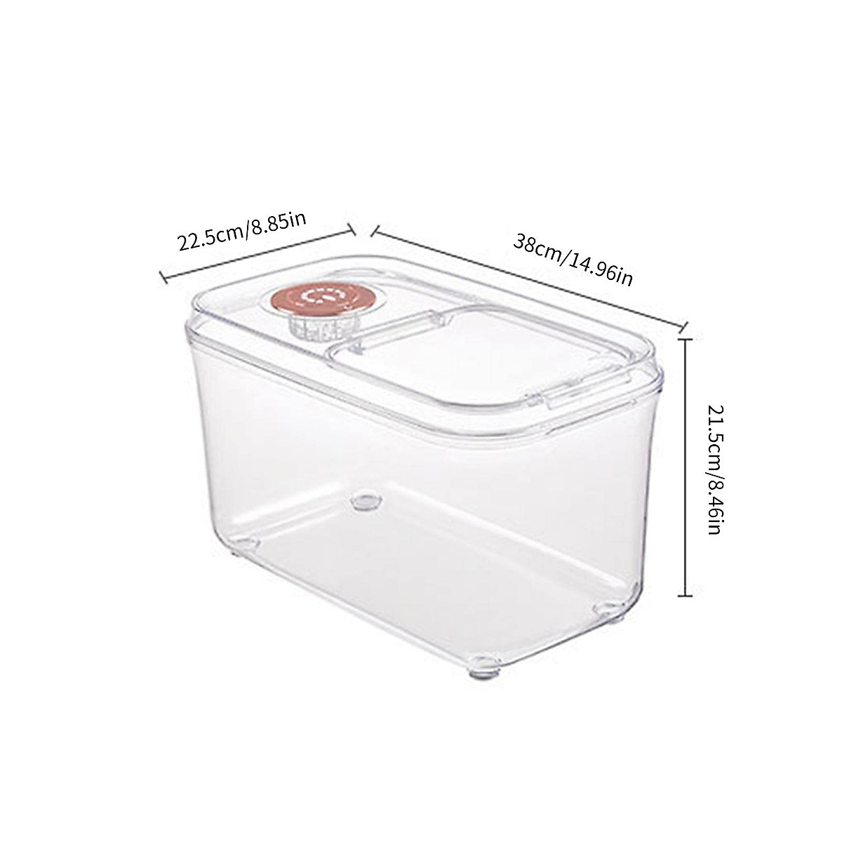 Rice Storage Container,Food Storage Containers with Lids Airtight | Square Rice Bucket Cereal Can, Pantry Storage Container with Lid for Rice, Grain, Cereal, Beans, Pet Food, Clear Asaim