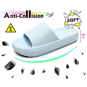 House Slippers For Women & Men - Cloud Slippers Non Slip Pillow Shower Slides Open Toe Comfy Quick Drying Bathroom Sandals For Spa Pool Gym Beach Indoor and Outdoor Sky Blue 4041