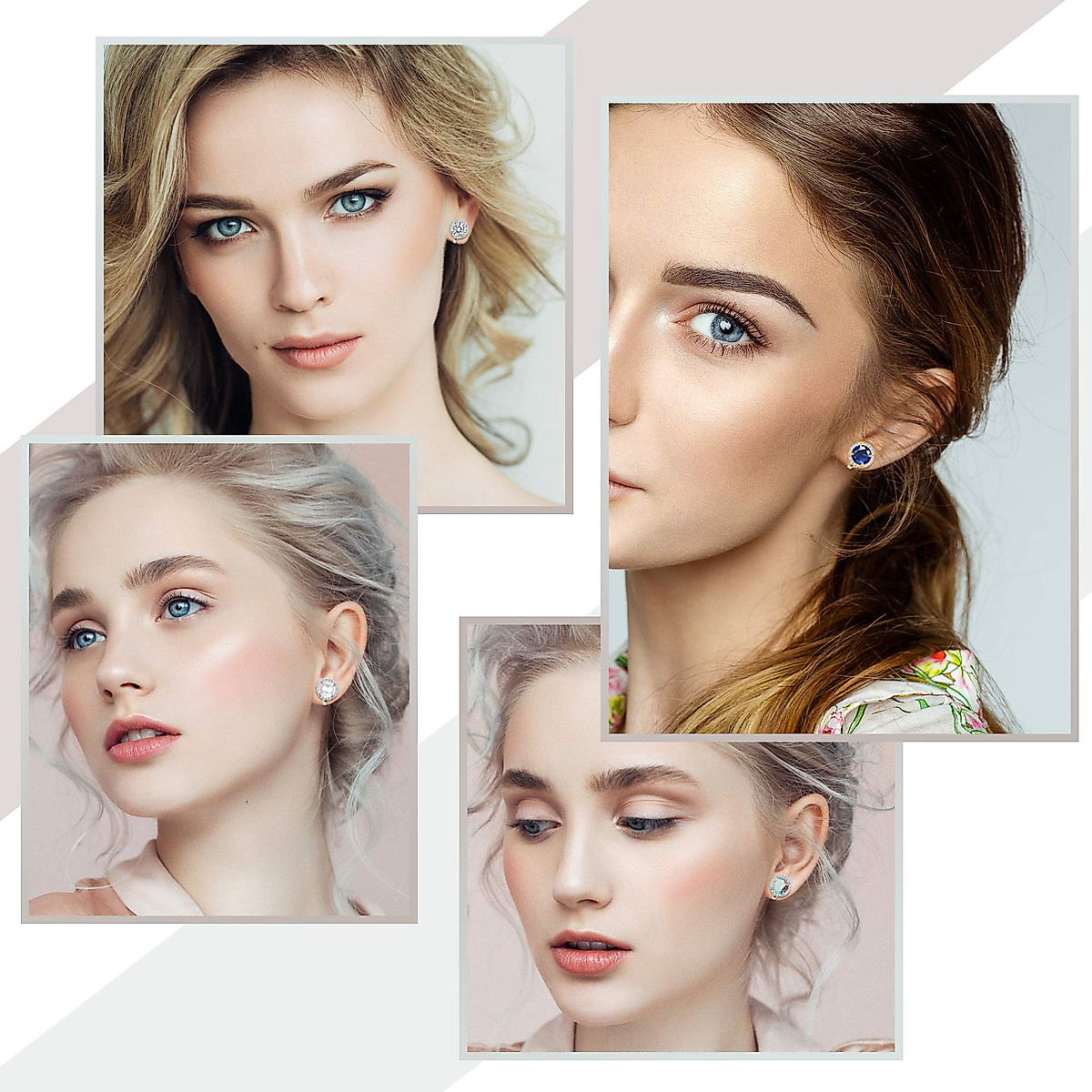 LOYALLOOK 8Pairs Round Clip Earrings for Women Faux Pearl Cubic Zirconia Non Piercing Clip On Earrings Fashion Mixed Color Non Pierced Earrings Set