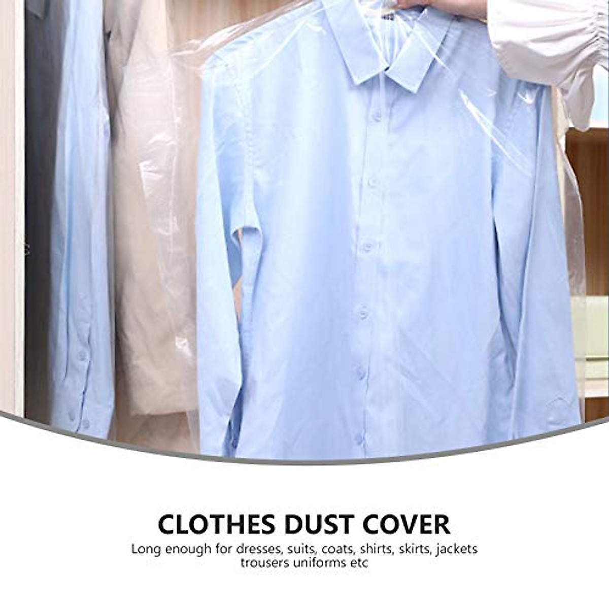 Garment Bags：Cabilock 50 pcs 60 x 100cm Clear Garment Bag Clothing Cover Hanging Clothes Suit Dress Jacket Cover Dry Cleaning Bags for Clothes, Home Storage, Travel