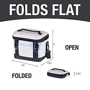 CleverMade Collapsible Soft Cooler Bag -Tote - Insulated 6 Can Leakproof Small Cooler Box with Bottle Opener and Shoulder Strap for Lunch, Beach, and Picnic - Cream