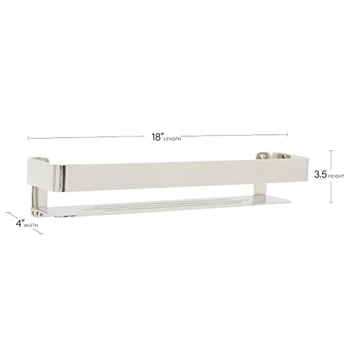 Seachrome Rectangular Shower Shelf with Rail in a Polished Finish (700-7005-PS)