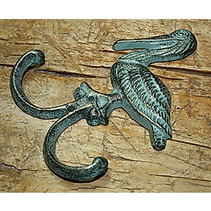 N?A Cast Iron Pelican Towel Hooks Hat Rack Coat Hook Nautical Beach Plant Garden for Hanging Clothes Hats Bags Keys Towel Head Wraps Robes.