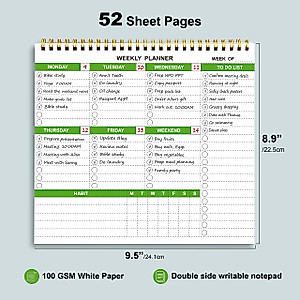 Spiral Weekly Planner with Habit Trackers, 8.7" X 9.5", 2 Pack Weekly To Do List Notepad with Calendar, 52 Sheets Tear Off Note Pad, Work and Personal Organizer