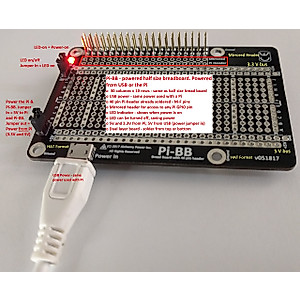 Alchemy Power Inc. Pi-BB - Half-Size Double Sided Powered breadboard, USB Powered with a 40 pin Header soldered. Powers a Raspberry Pi or just The Bread Board.