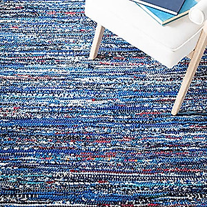 SAFAVIEH Rag Rug Collection 2' x 3' Blue/Multi RAR128B Handmade Boho Stripe Cotton Accent Rug
