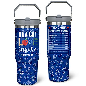 soeufnwhf Teacher Tumbler Cup, 30oz Stainless Steel Travel Coffee Mug Cup, Best Teachers Gifts for Women Appreciation Gifts for Birthday, Appreciation Week, Back To School