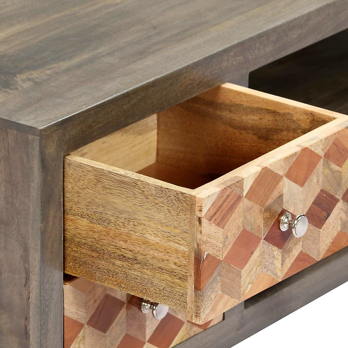 SLGSDMJ Dresser TV Cabinet, Bedroom, Living Room Storage Drawer Unit, Media Entertainment Center Console Table, Entertainment Cabinet, TV Cabinet Grey 47.2"x11.8"x15.8" Solid Mango Wood