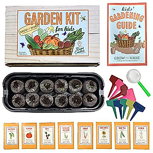 DIY Gardening Kit For Kids Girls & Boys of All Ages | Fun Craft Activity Kids Plant Growing Kit| Learn How to Grow Your Own Vegetables & Flowers with Supplies from Grow and Make| Kids Seed Growing Kit