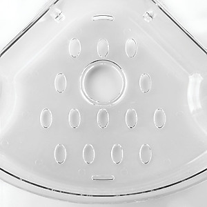 iDesign BPA-Free Plastic Power Lock Suction Corner Storage Shelf - 5" x 11" x 7.8", Clear