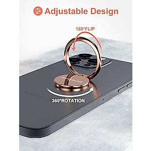 Invoibler Cell Phone Ring Holder Finger Kickstand, Adjustable Polished Metal Phone Grips Work for Magnetic Car Mount, Compatible with iPhone, Samsung, All Smartphone