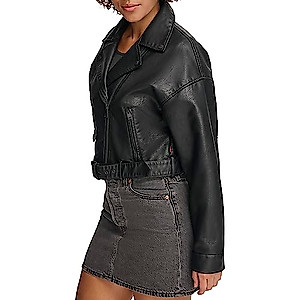 Levi's Women's Faux Leather Cropped Moto Jacket, Black