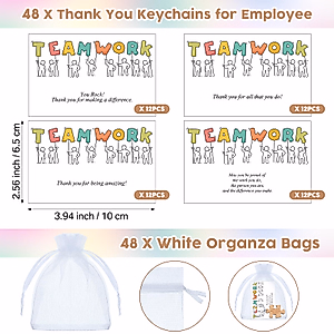 Ecation 48 Sets Teamwork Appreciation Gifts Wooden Puzzle Keychains Employee Staff Inspirational Cards Bags Team Thank You Gifts