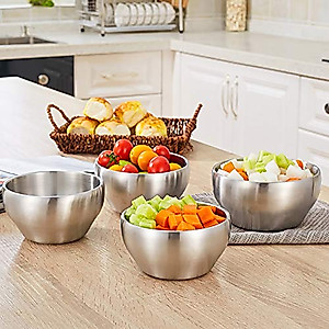 E-far Bowls for Kids Toddlers, 12 Ounce Double-deck 18/10 Stainless Steel Bowls for Baby Children, Healthy & Matte Finish, Insulated & Shatterproof - Set of 4