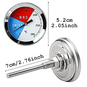 BBQ Thermometer Gauge - Barbecue BBQ Pit Smoker Grill Thermometer Temp Gauge -Stainless Steel Heat Indicator for Cooking Meat 2-Pack