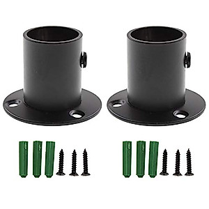 Shower Curtain Rod Holder,ULIFESTAR Closet Rod Brackets Heavy Duty Stainless Steel Pipe Pole Flange Socket Wardrobe Bracket End Supports,Easy Installation Quick Removal Black (Diameter 19mm/0.75‘’)