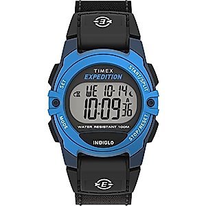 Timex Unisex Expedition CAT Midsize 33mm Watch - Black Strap Digital Dial Blue Case