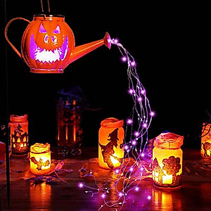 Morestar Solar Halloween Decorations Pumpkin Lanterns Watering Can Lights,Jack-o-Lantern Light Up Solar Garden Outdoor Decorative Waterfall Lights,Halloween Gifts Yard Signs Pumpkins for Patio Lawn