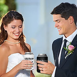 Wedding Can Cooler Sets, Personalized Wedding Gifts for Couples, Husband and Wife, Bottles and Cans Collapsible Sleeve, Neoprene Insulator Can Sleeves for Wedding, Honeymoon, Bridal Showers(2 Pack)