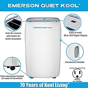 Emerson Quiet Kool 7,800 BTU Portable Air Conditioner with Remote Control, For Rooms up to 350 Sq. Ft.
