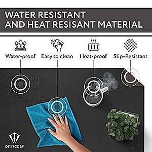 Large Leather Desk Mats for Keyboard and Mouse Pad, Anti-Skid Backing with Heat Resistant and Waterproof Surface, Responsive Desktop for Gaming, Writing, or Home Office Work (Black, 17X36)