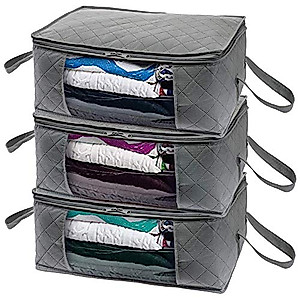 Woffit Foldable Storage Bag Organizers, Great for Clothes, Blankets, Towels, Winter & Summer Clothing, Closets, Bedrooms, Under Bed