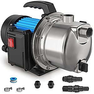 FLUENTPOWER 1.5HP Portable Sprinkler Booster Pump, Stainless Steel Shallow Well Pump 1200GPH, Water Pressure Transfer Pump for Home Garden Lawn Irrigation