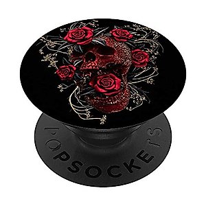 Red Rose Skull PopSockets PopGrip: Swappable Grip for Phones & Tablets