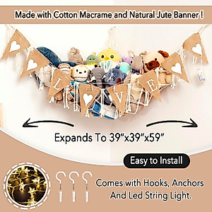 jontell Boho Nursery Storage Plushie Net Holder and Bow Hanging Holder Over Door