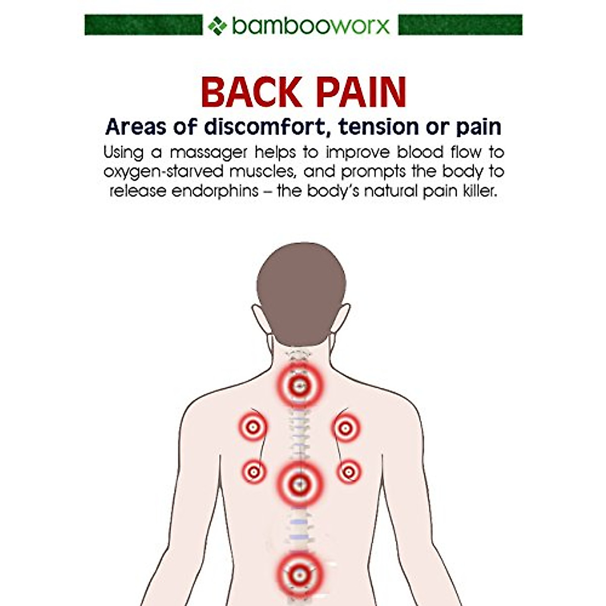 BambooWorx Traditional Bamboo Wooden Back Scratcher - 4 Piece Body Relaxation Massager Set for Men & Women - 17.5" Long Handle, Strong and Sturdy Itching Relief Back Scratchers - 100% Natural Wood