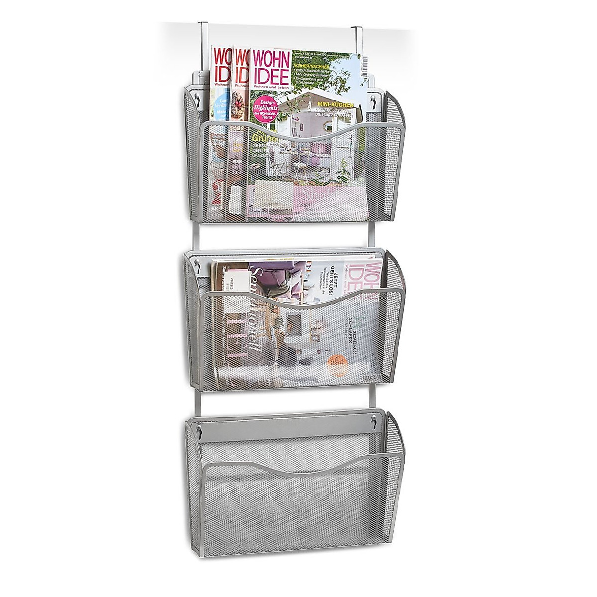 Zeller 17755 Wall/Door Magazine Rack, mesh, 35,5 x 9 x 85,5 cm