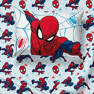 Jay Franco Marvel Spiderman Webtastic 4 Piece Toddler Size Bed Set – Super Soft Microfiber Bed Set Includes Toddler Size Reversible Comforter & Sheet Set Bedding (Official Marvel Product)