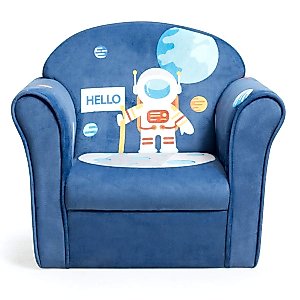 Costzon Kids Couch, Children's Sofa Armrest Chair with Pattern, Toddler Furniture w/Sturdy Wood Construction, Preschool, Lightweight Children Couch Sofa Chair for Aged 1-5 Boys & Girls Gifts, Spaceman