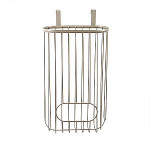 Spectrum Ashley Over The Cabinet Plastic Bag Holder (Satin Nickel Powder Coat) - Grocery & Recycling Bag Dispenser for Kitchen, Bathroom, Under Sink, Home, & Apartment Organization