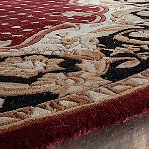 SAFAVIEH Naples Collection 6' Round Burgundy / Black NA701A Handmade Traditional Premium Wool Area Rug
